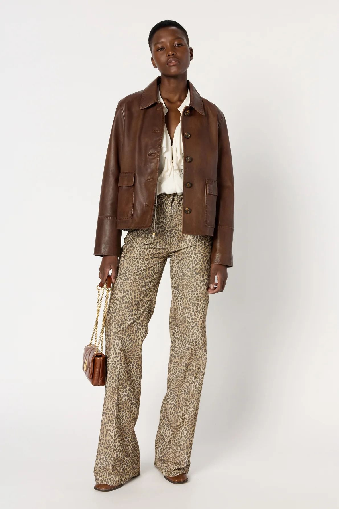 Pantaloni evazati cu print leopard ANNA – Gerard Darel