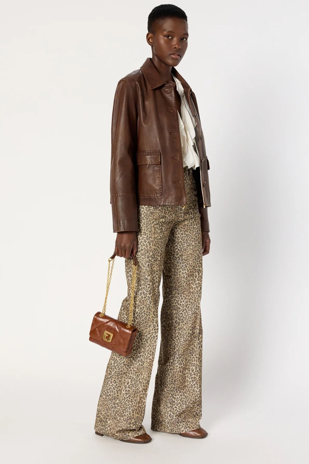 Pantaloni evazati cu print leopard ANNA – Gerard Darel